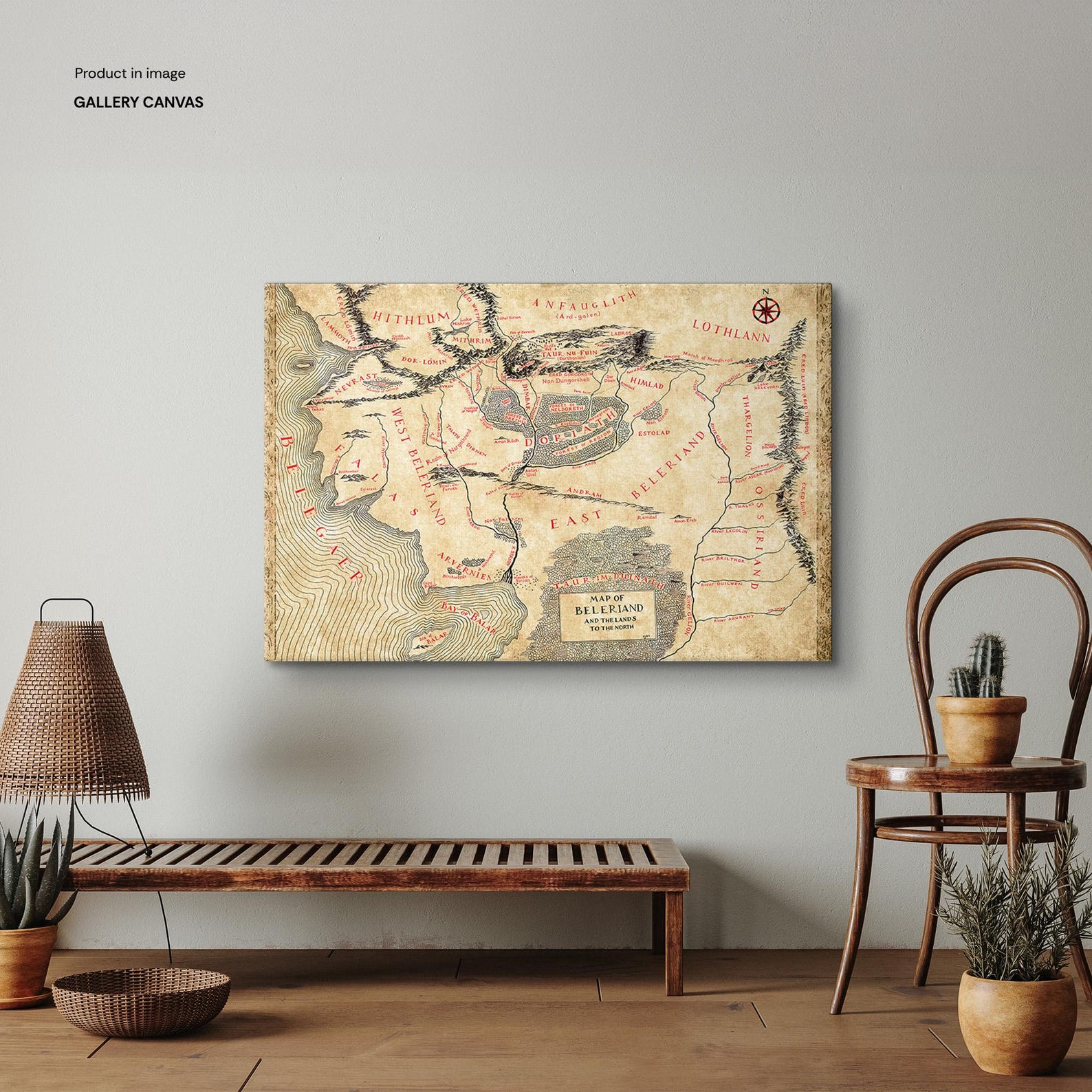 Beleriand Map Print, the Silmarillion Map Canvas, LOTR Poster, Middle ...