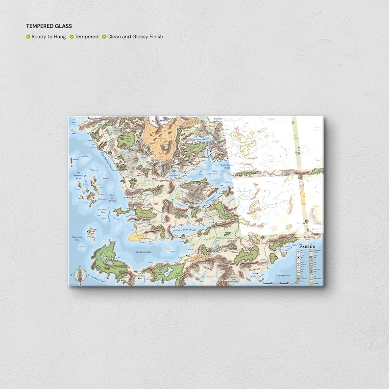 Map of Faerun Print, Faerun Map From Forgotten Realms Canvas, Fantasy ...