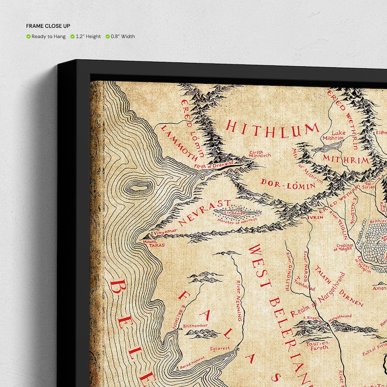 Beleriand Map Print, the Silmarillion Map Canvas, LOTR Poster, Middle ...