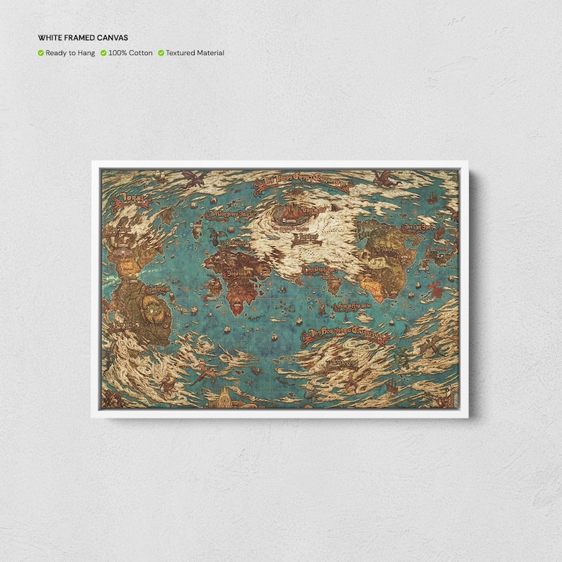 New Eorzea World Map Wall Art, FFXIV Prints, Final XIV Poster ...