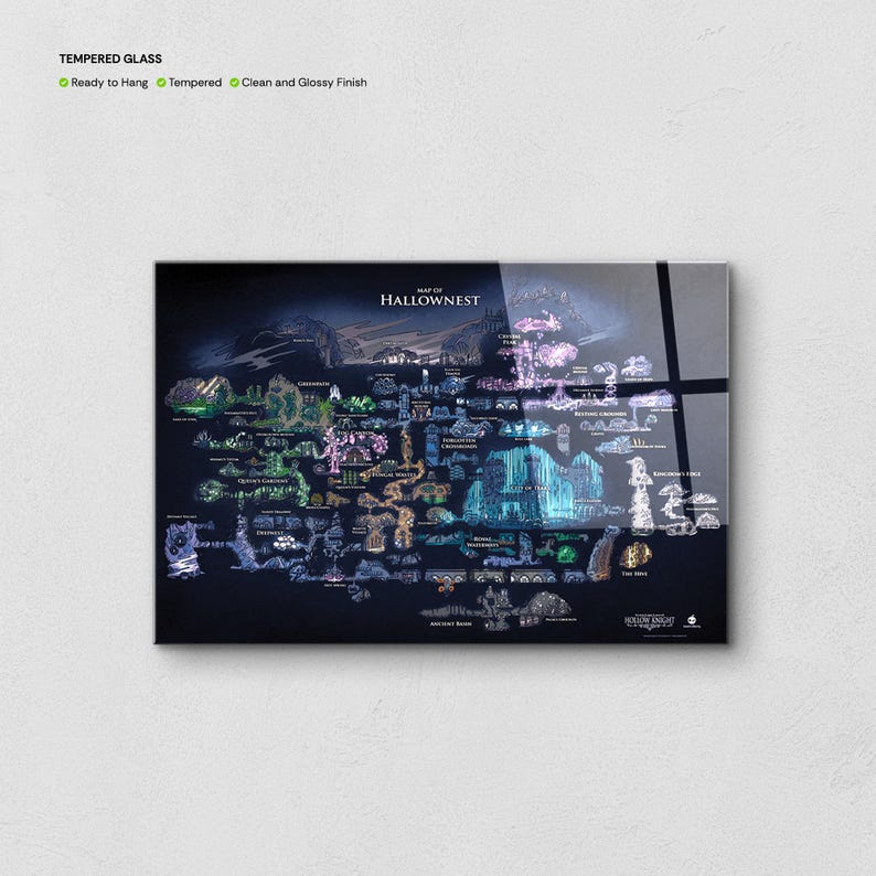 Hollow Knight Map Poster, Hollownest World Map Canvas, Video Game Wall ...