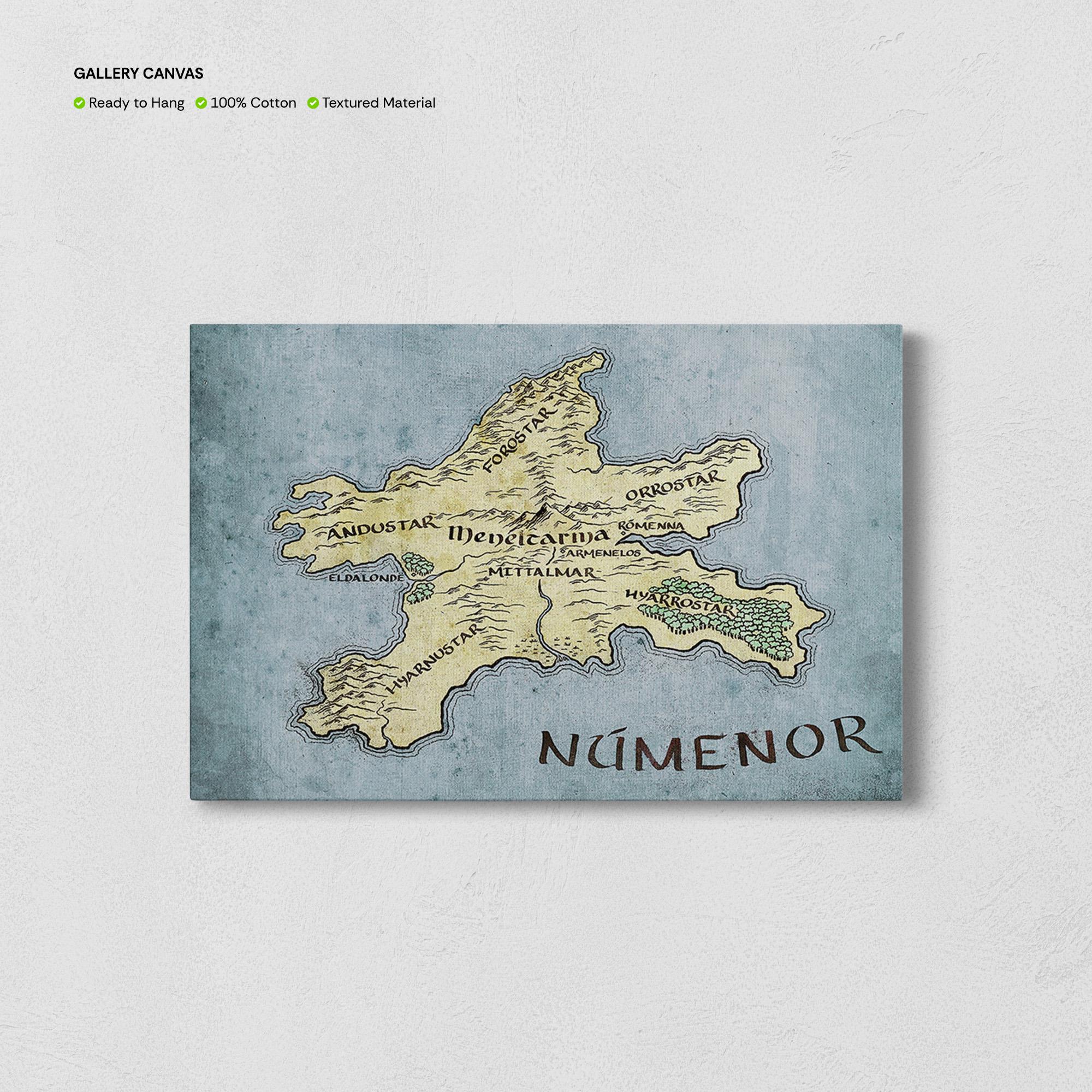 Númenor Map Print, Silmarillion Map Wall Art, Numenor Map Canvas ...