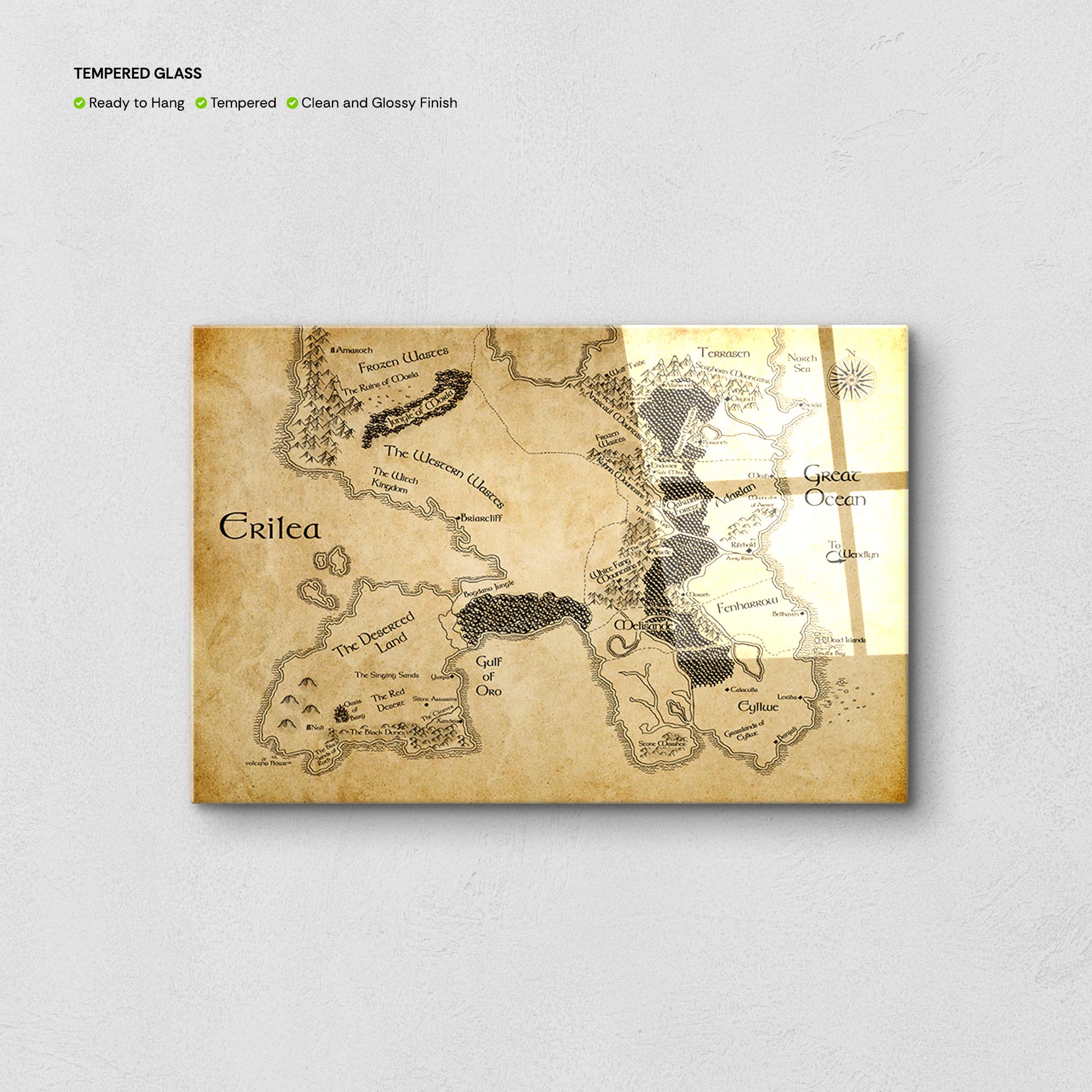 Erilea World Map Poster, Inspired by Thorne of Glass Map Canvas ...