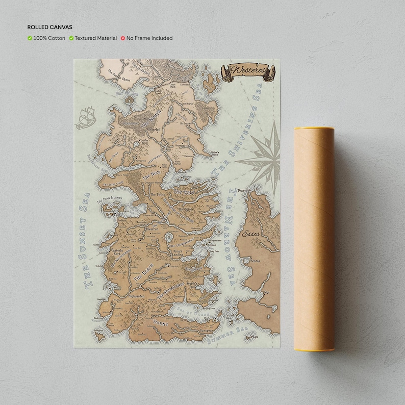 Westeros Map Print, Thrones Map Canvas, Got Map Poster, Fantasy World ...