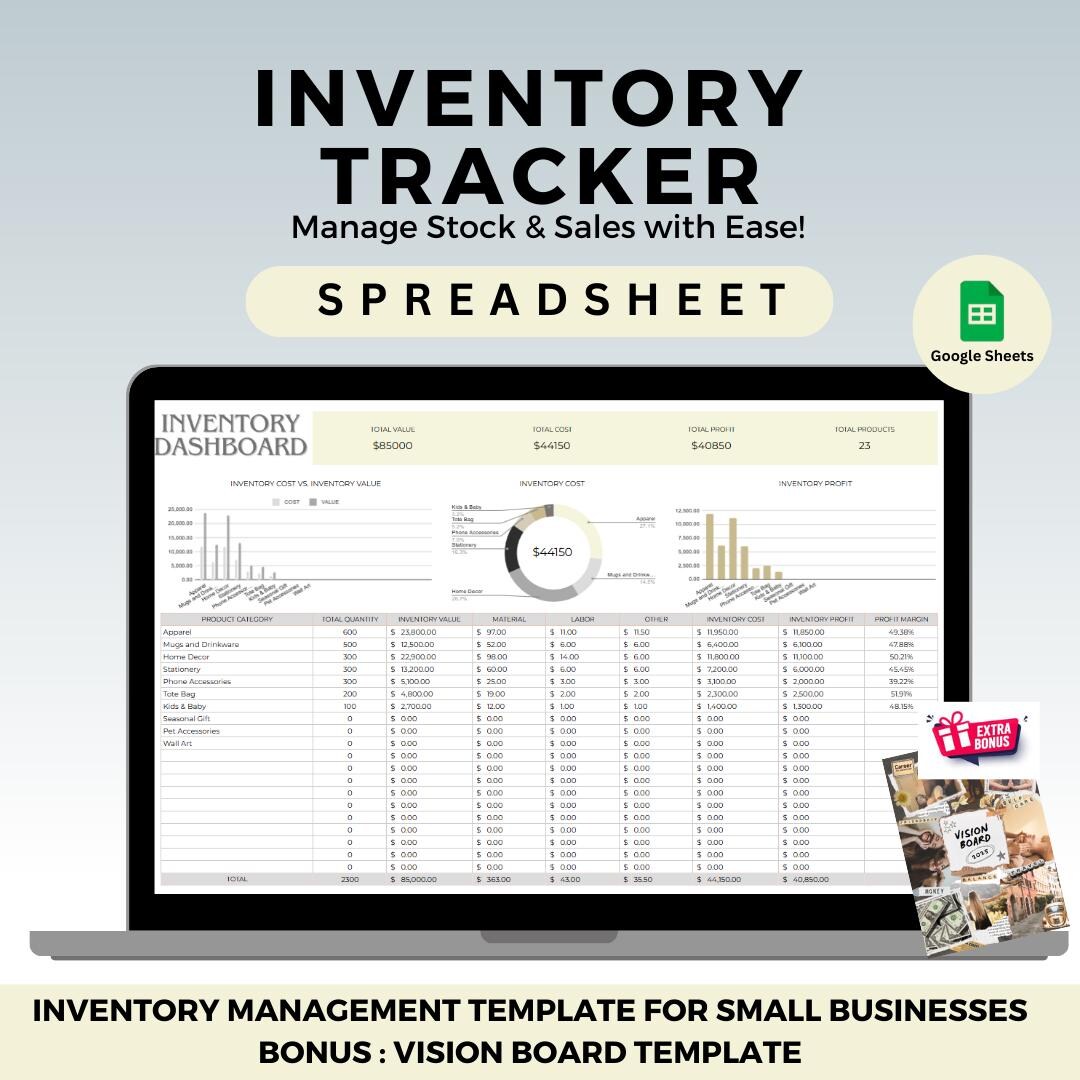 Inventory Tracker Spreadsheet Google Sheets Template for Small ...