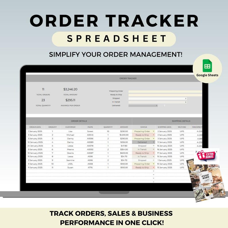 Order Tracker Template for Small Businesses | Track Orders, Sales ...