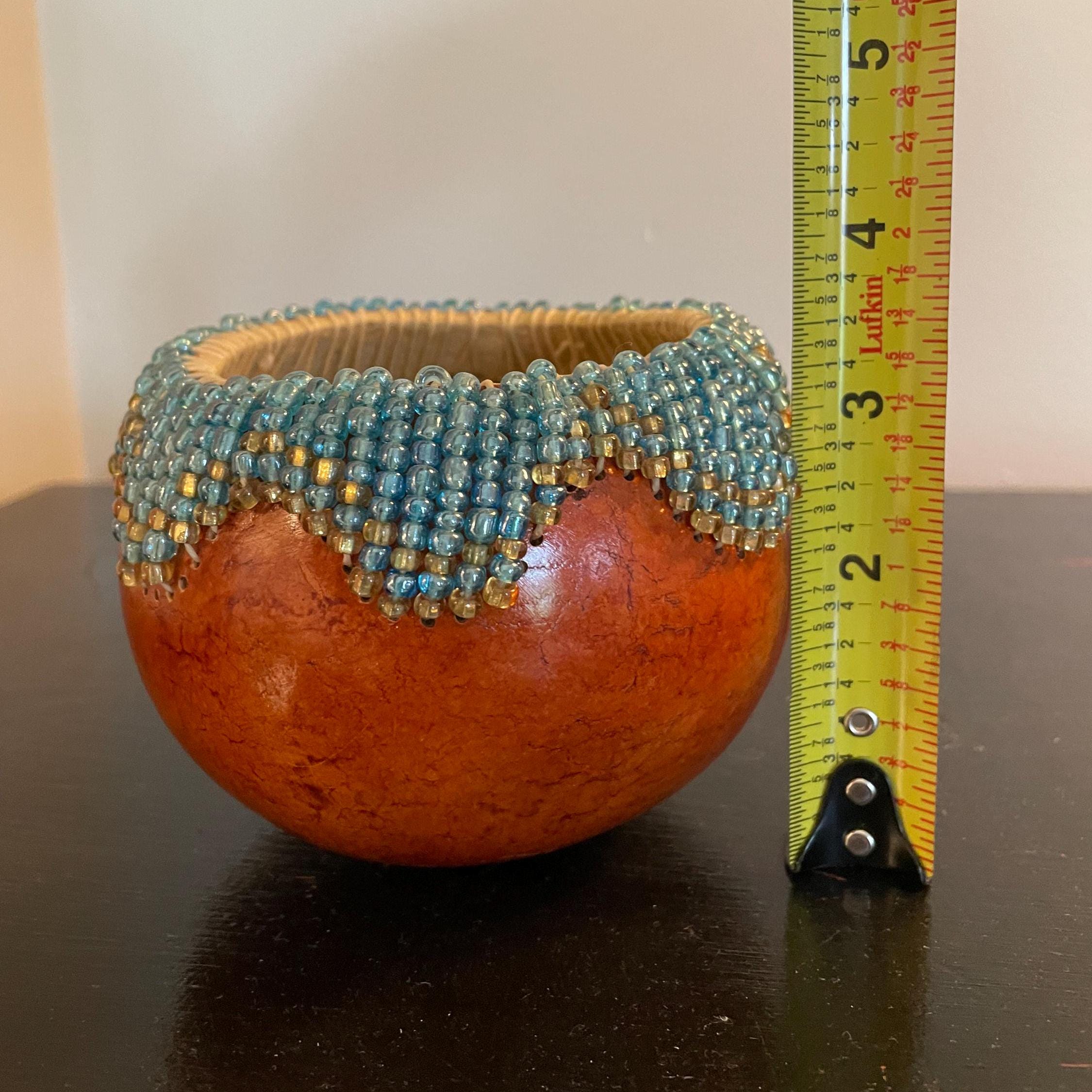 Handcrafted Beaded Gourd Bowl - Decorative Rustic Art - Etsy