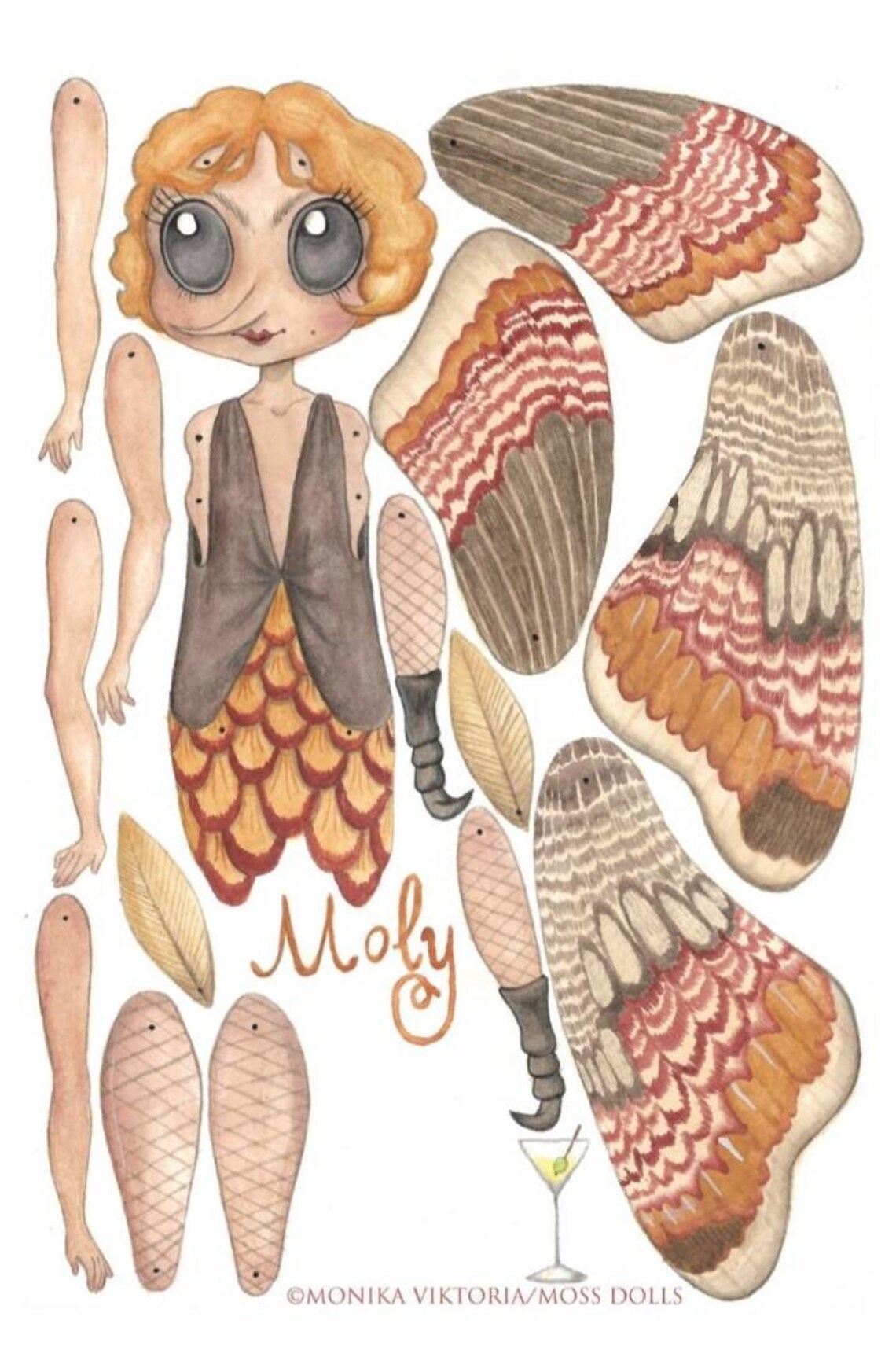 Moly the Moth Paper Doll Kit - Etsy