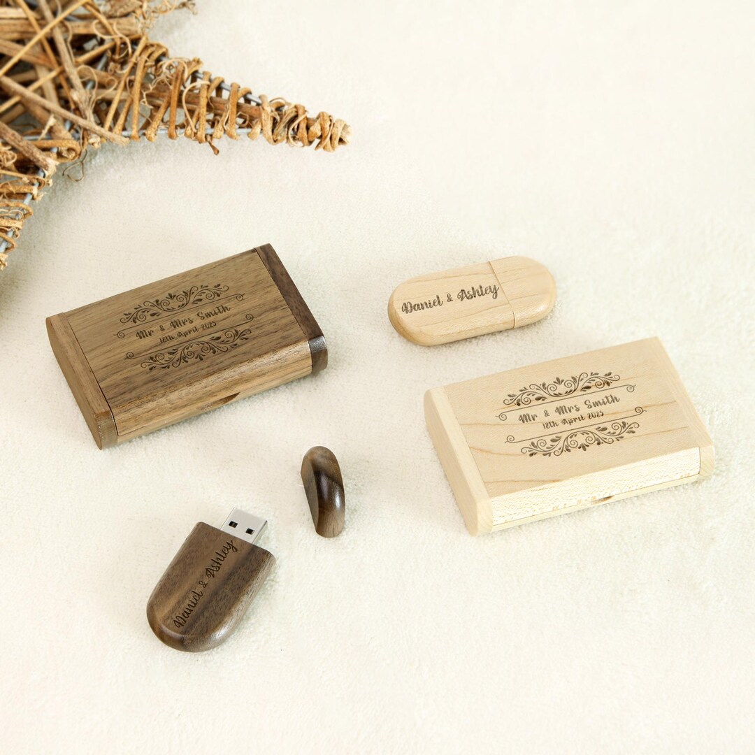Wooden USB With Box, Custom Engraved USB Drive, Wedding USB, Keepsake ...