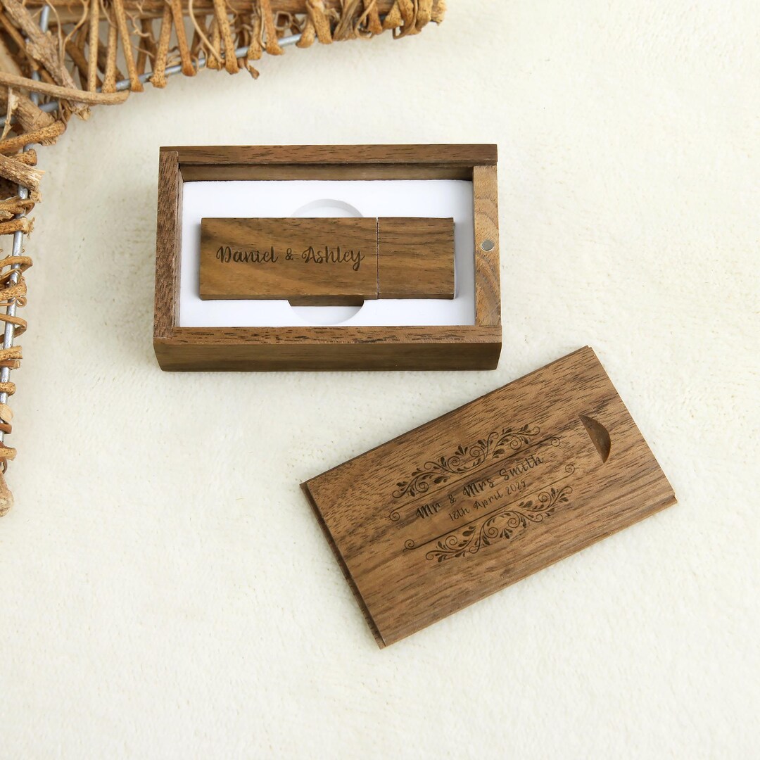 Personalized Wooden USB With Box, Wedding USB, Keepsake Box, USB Drive ...