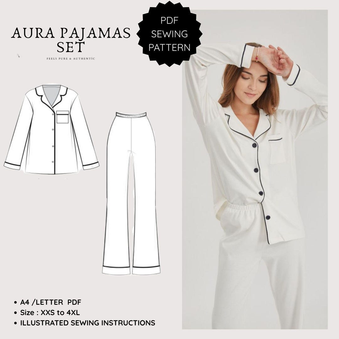 Pajama Sewing Pattern | Pajama Top Pattern | Women Sewing Pattern | A4 ...