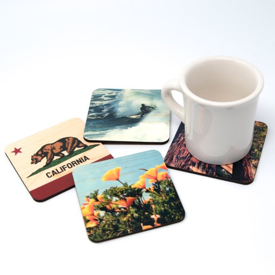 Northern California Landmarks Coasters - Distressed Photo Transfers on ...