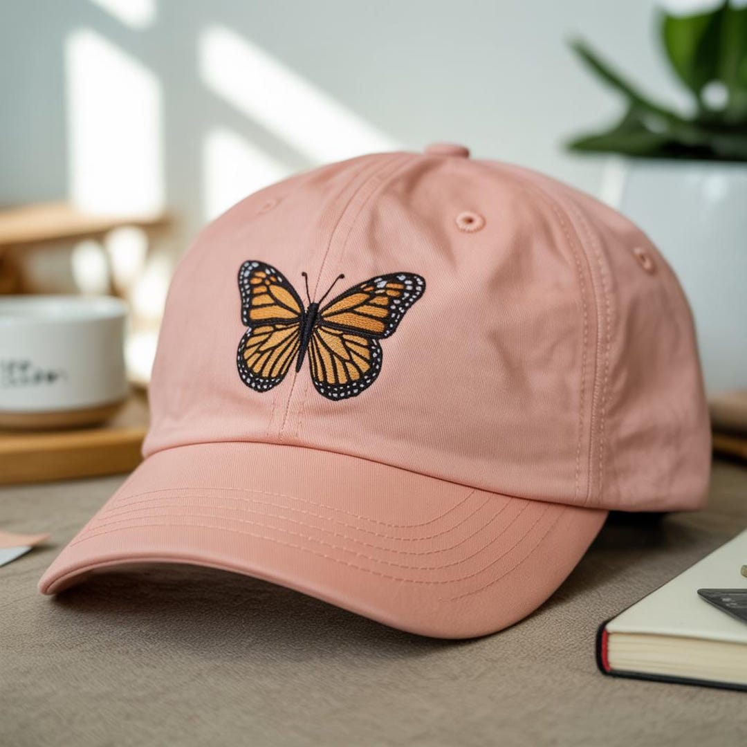 Monarch Butterfly Embroidered Baseball Cap: Adjustable Cotton Nature ...