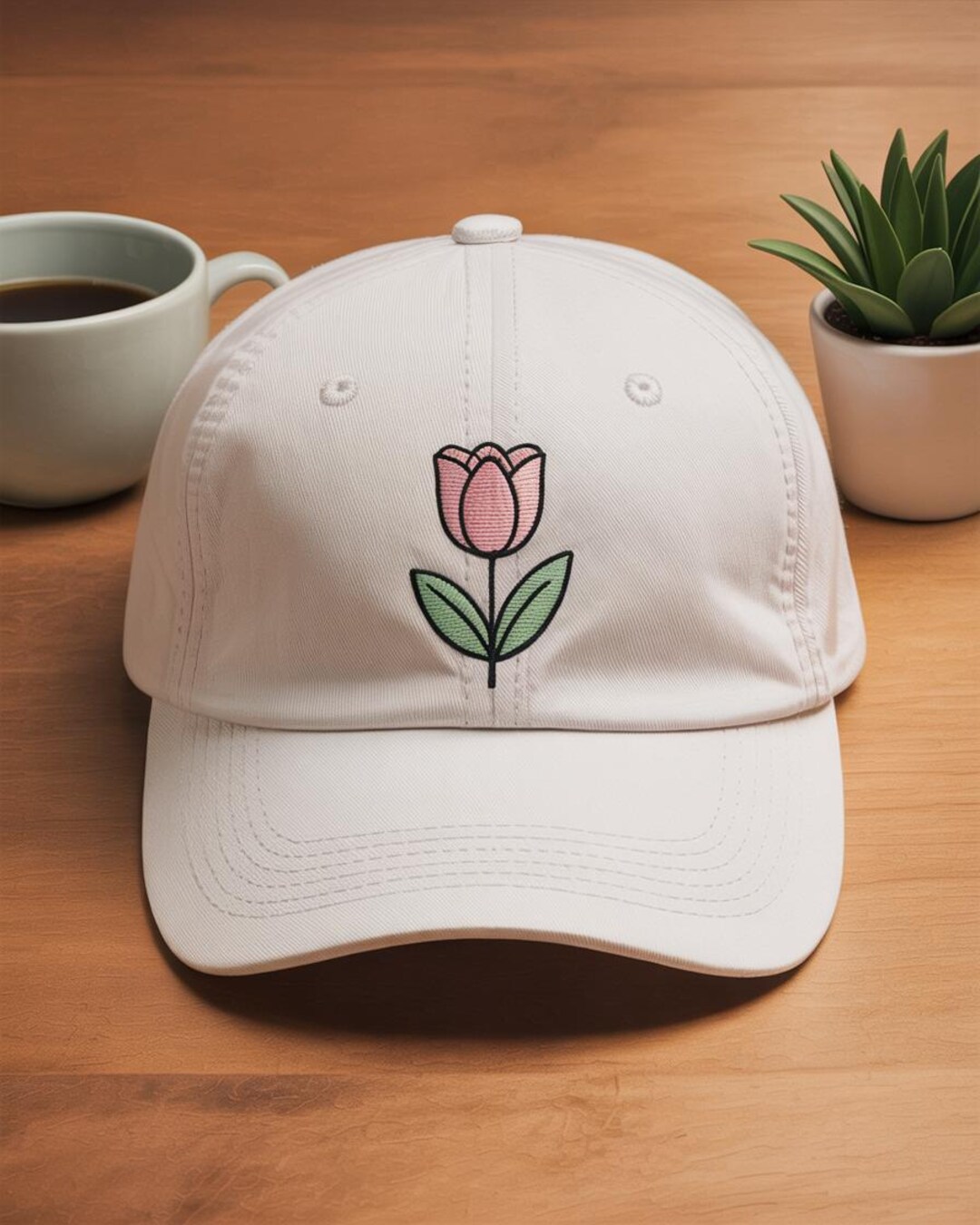 Embroidered Tulip Cap: Pastel Floral Hat, Spring Summer Style - Etsy