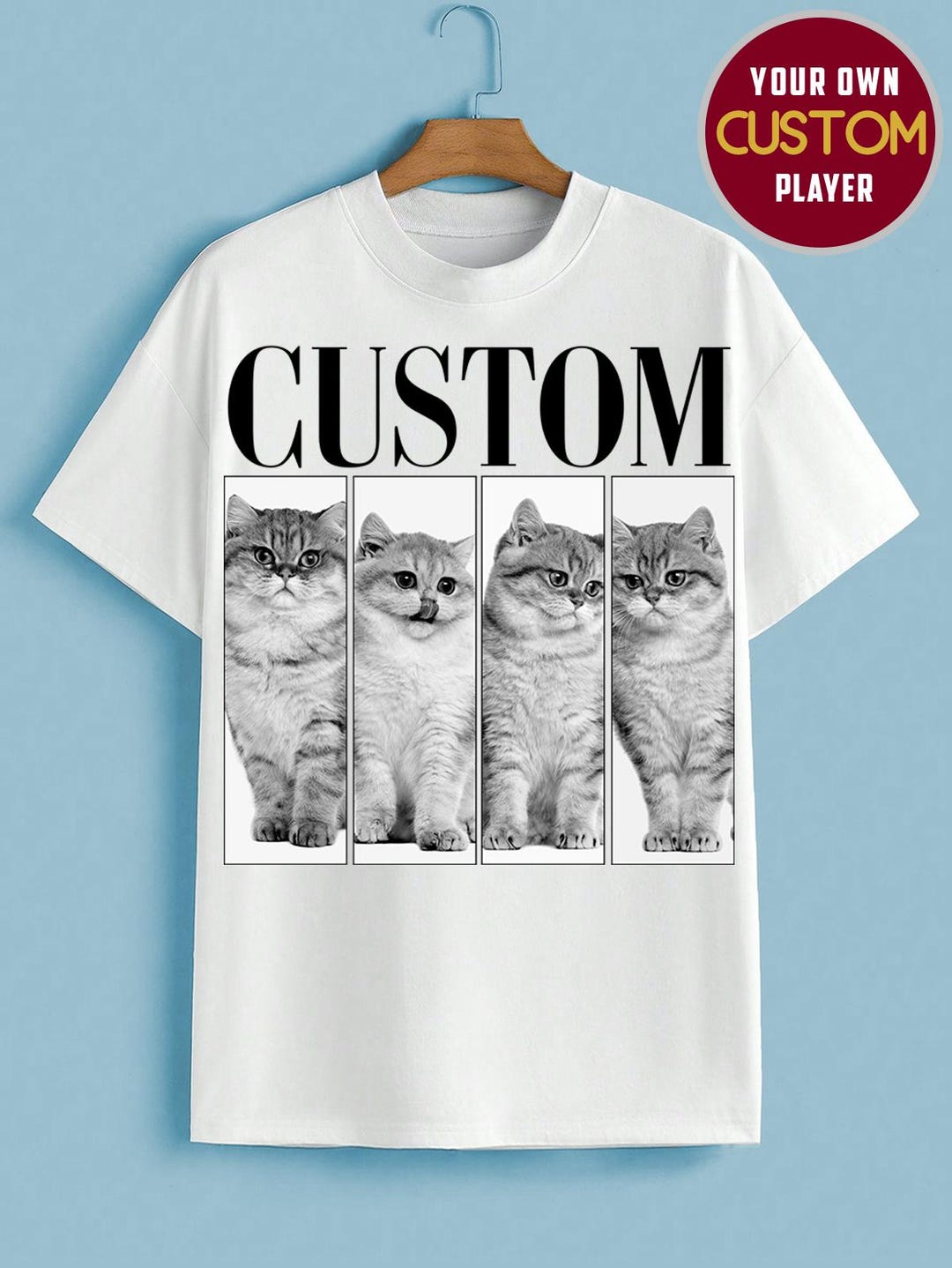 Custom Cat Bootleg Shirt, Personalized Pet Photo T-shirt, Custom Kitty ...