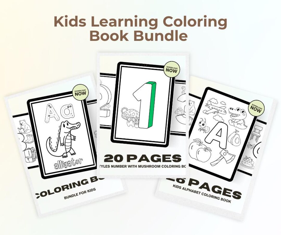 Bundles Kids Learning Coloring Book Bundle | ABC Alphabet, Numbers ...