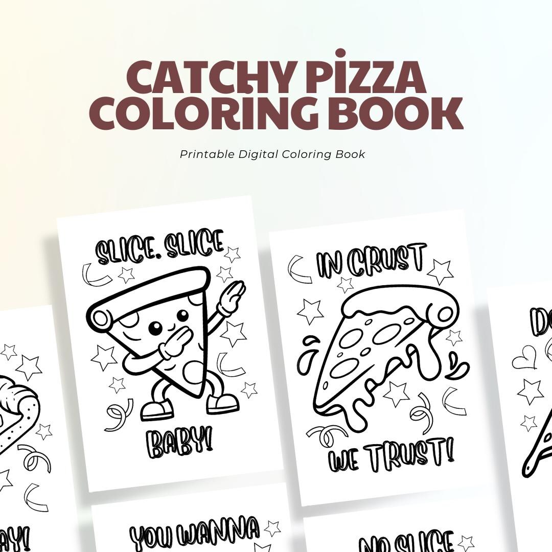 Kawaii Pizza Coloring Book: Stress Relief Activity (digital Download ...