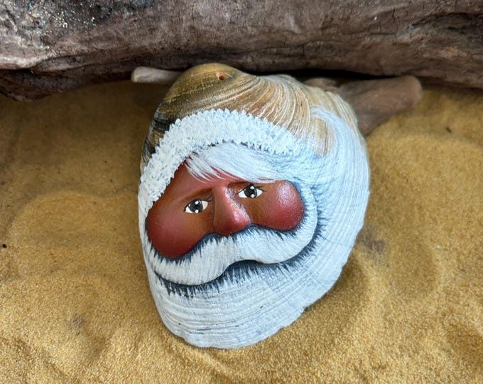 Sculpted Quahog Clam Sea Shell African American Santa Christmas 03 - Etsy