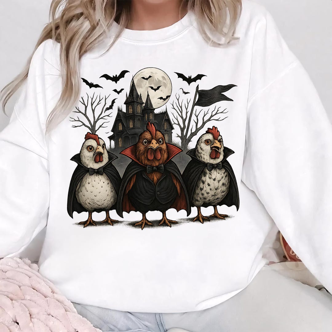 Vampire Chickens Halloween PNG, Funny Chicken Dracula PNG, Haunted ...