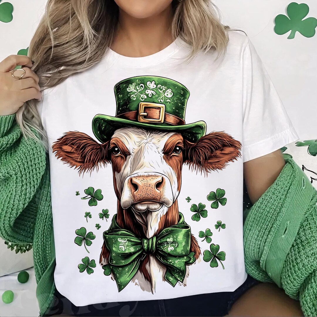 St Patrick's Cow PNG, Coquette Western Shamrock PNG, St Patty's Day ...