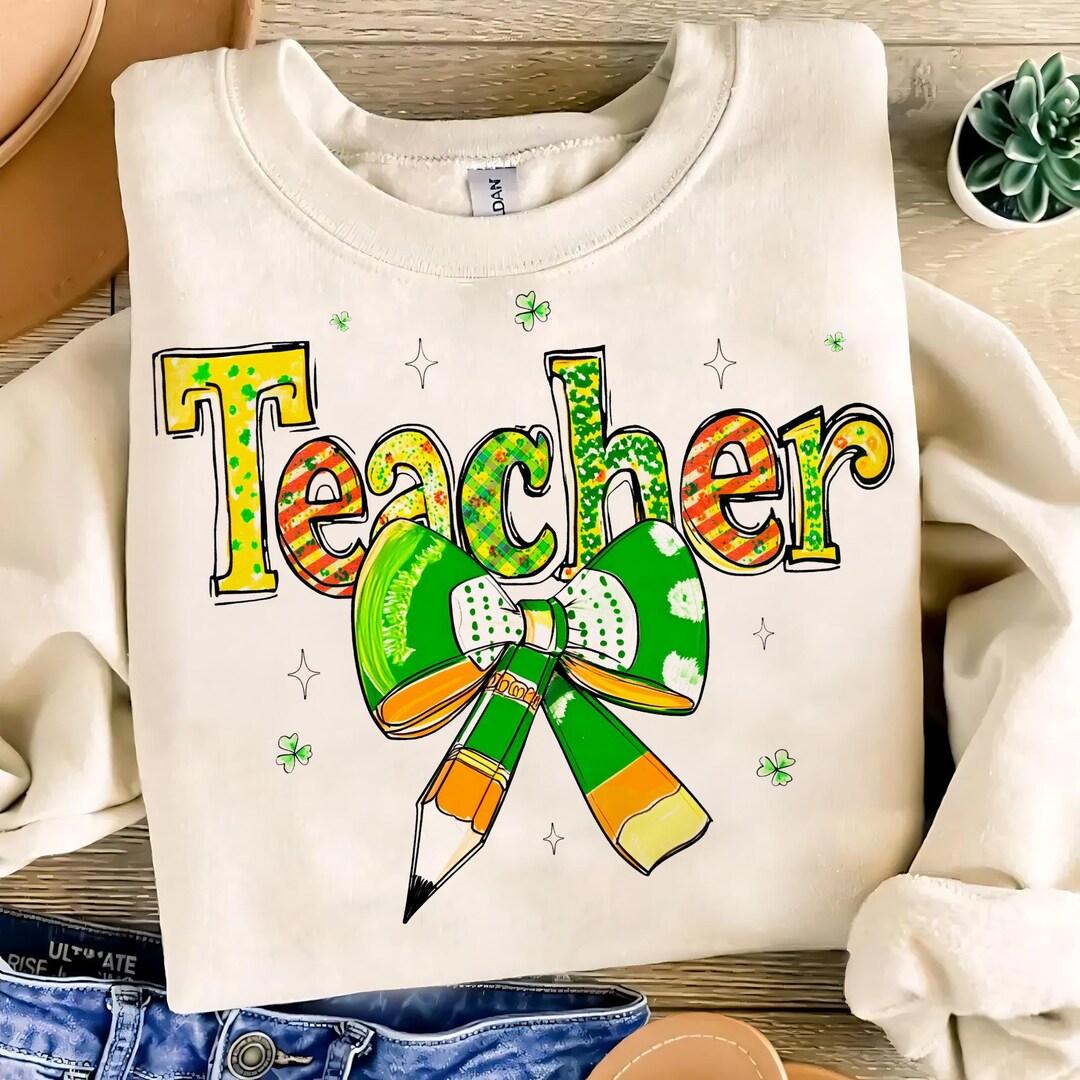 Teacher St Patrick Png, Lucky Teacher Shirt, Glitter St Pattys ...