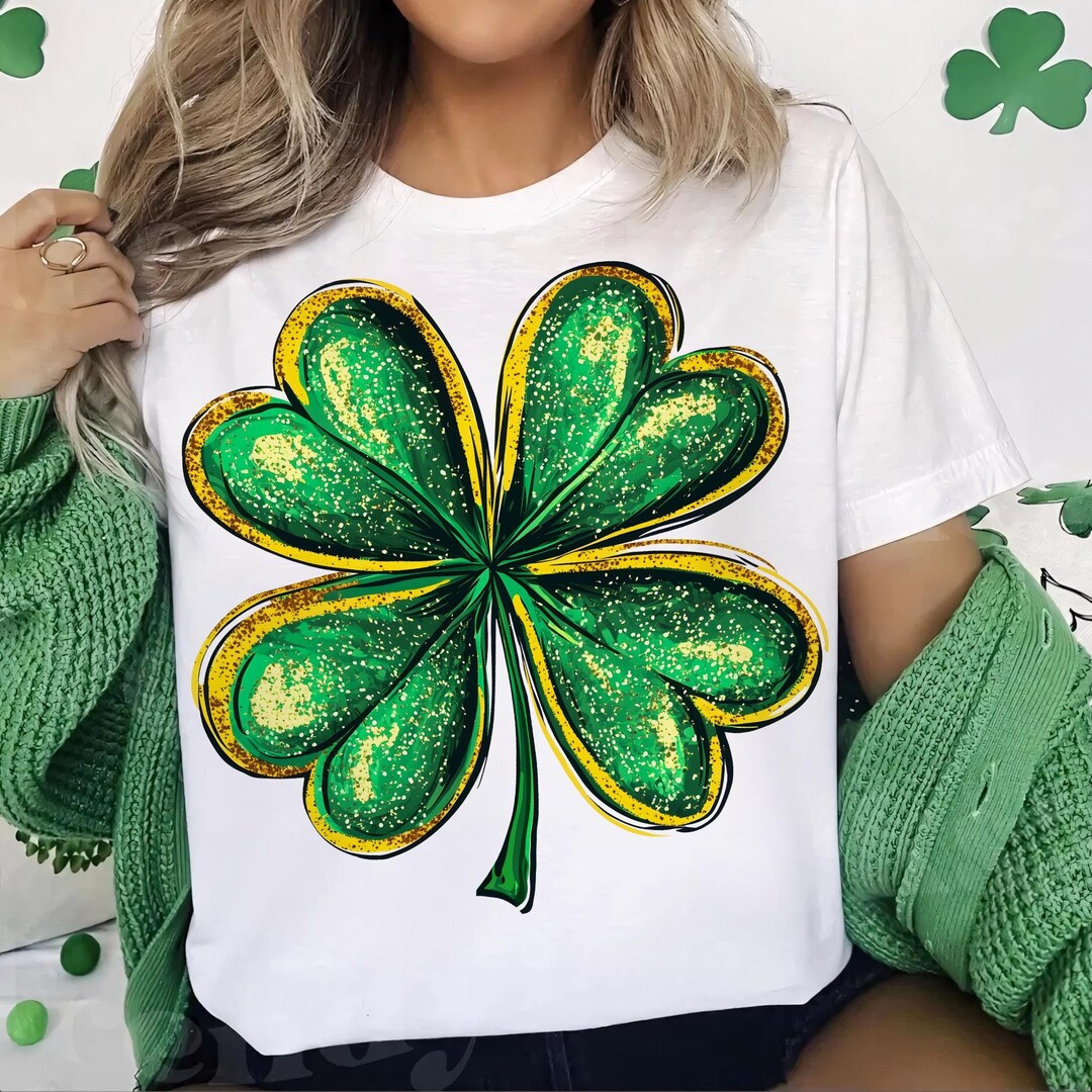 Glitter Four Leaf Clover PNG St Patrick’s Day Lucky Shamrock (digital ...