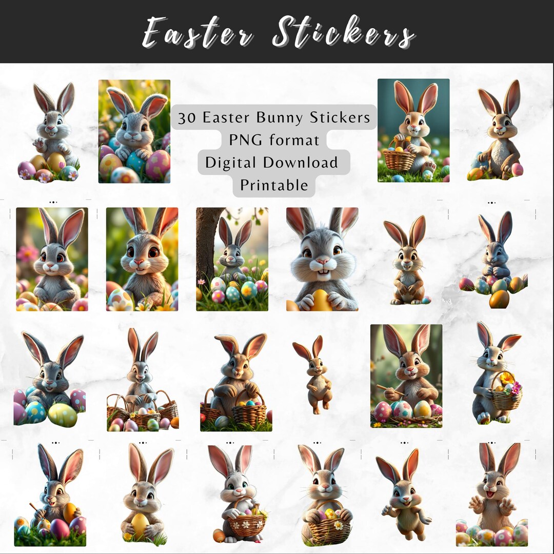 30 Easter Bunny Theme Pngs - Downloadable- Printable - Etsy