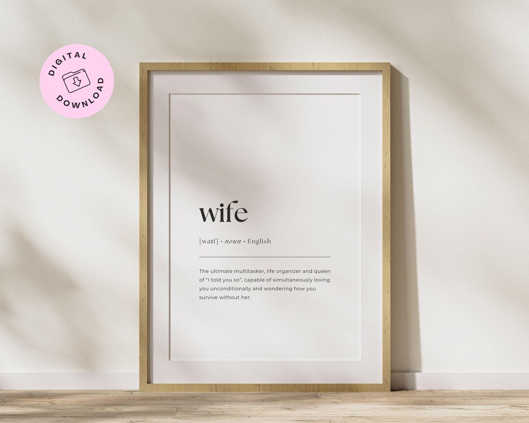 Wife Definition Print Printable Wall Art Funny Definition Digital ...
