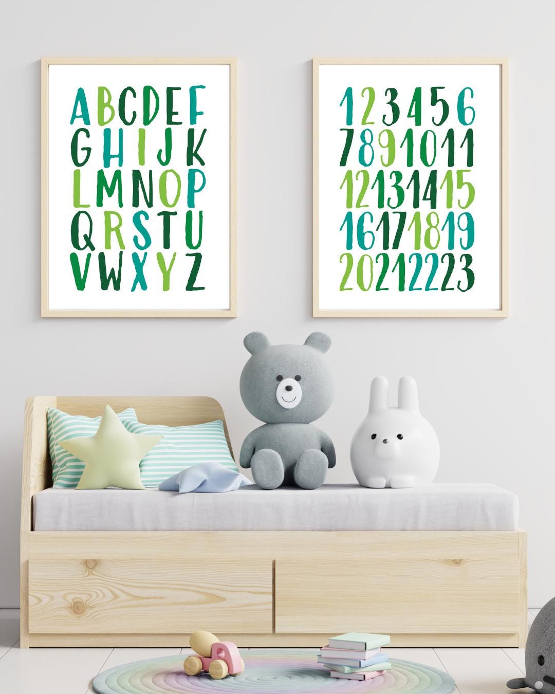 ABC 123 / Alphabet & Numbers / Green / Children's Educational Digital ...