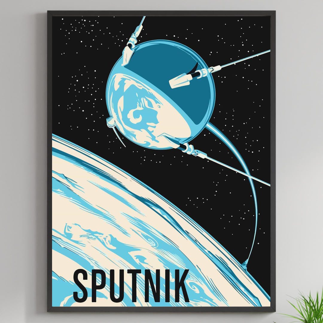 Sputnik Framed Poster, Retro Space Art, Midcentury Modern Print - Etsy