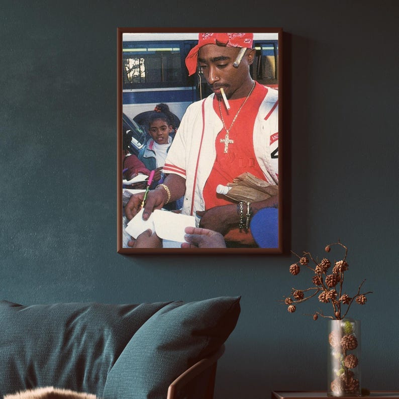 2pac Vintage Poster, Tupac Shakur 90s Hip Hop Wall Art, Rap Legend ...