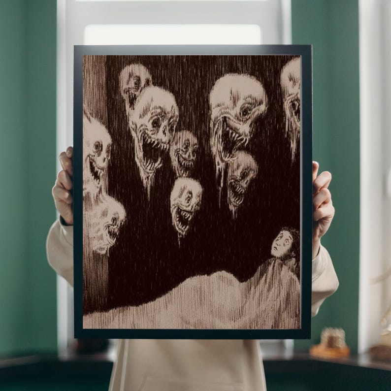 Gothic Horror Art Print, Creepy Nightmare Illustration, Macabre Decor ...