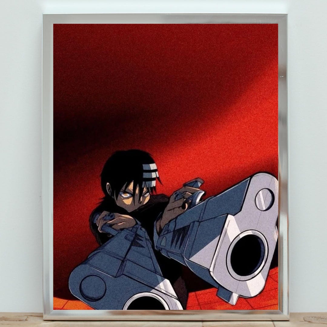 Retro Anime Gunfighter Poster, Dark Aesthetic Action Art Print ...