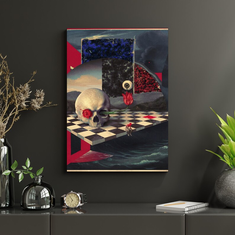 Retro Surrealist Collage Poster, Trippy Existential Wall Art, Cosmic ...