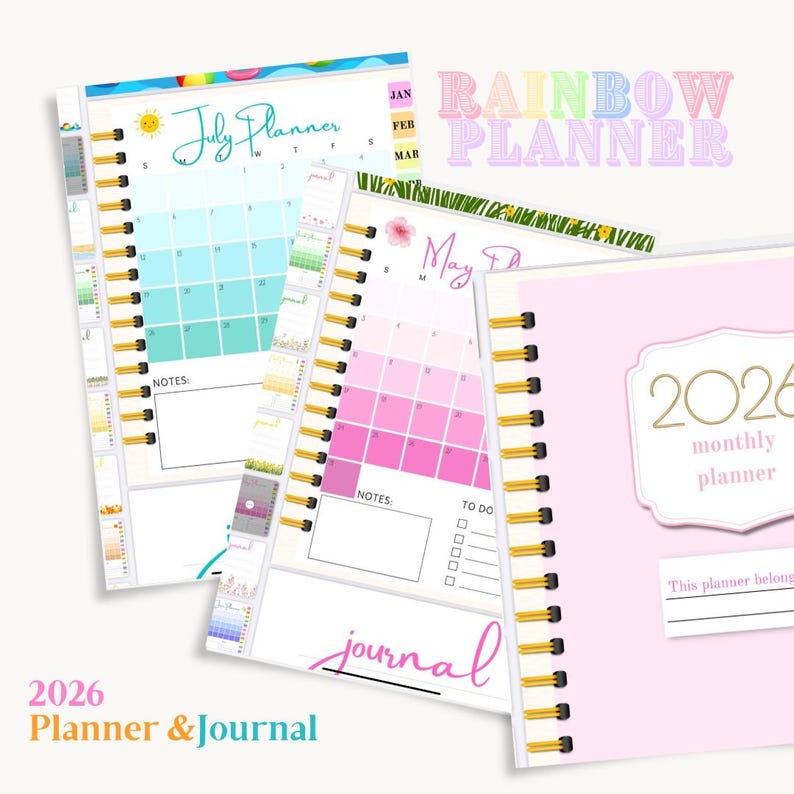 2026 Rainbow Digital Planner: ADHD Organizer, Goodnotes Compatible (PDF ...