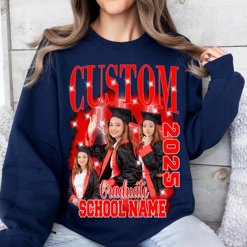 Custom Graduation Bootleg Shirt, Class of 2025 Shirt, Personalized Face ...
