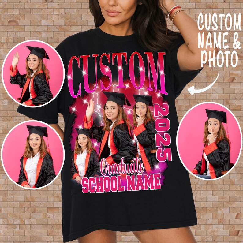 Custom Graduation Bootleg Shirt, Class of 2025 Shirt, Personalized Face ...