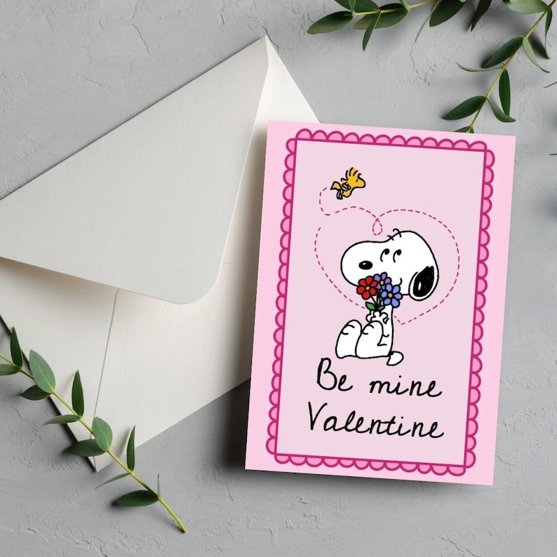 Snoopy Peanuts Valentines Day Card **printable Download** 8x6inches - Etsy