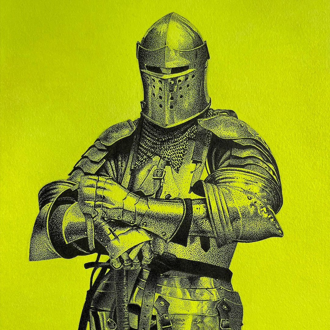 Medieval Knight, Pen and Ink Dark Fantasy Drawing Art Print - Etsy