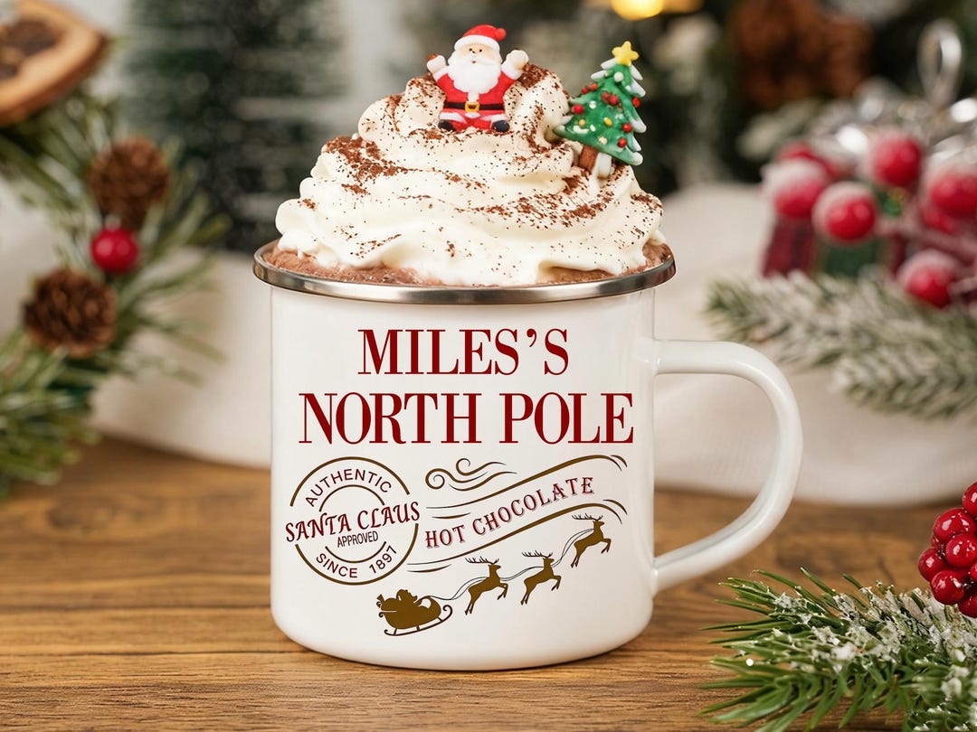 Personalized Hot Cocoa Mug,custom Name Christmas Chocolate Enamel Cup ...