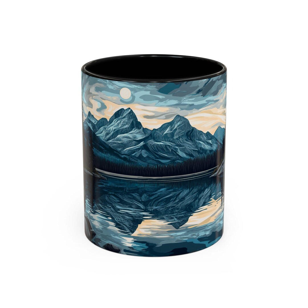Mountain Reflection Mug | Scenic Nature Coffee Cup | Rustic Forest Lake ...