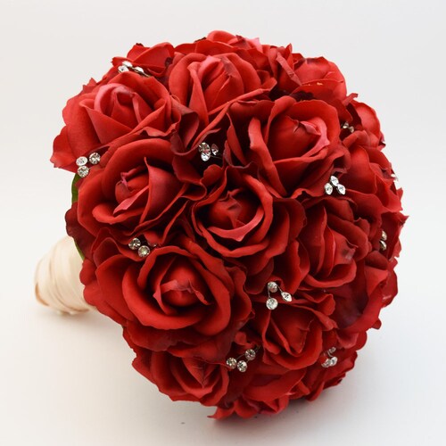 Red Roses Bridal or Bridesmaid Bouquet Add Groom Groomsman - Etsy