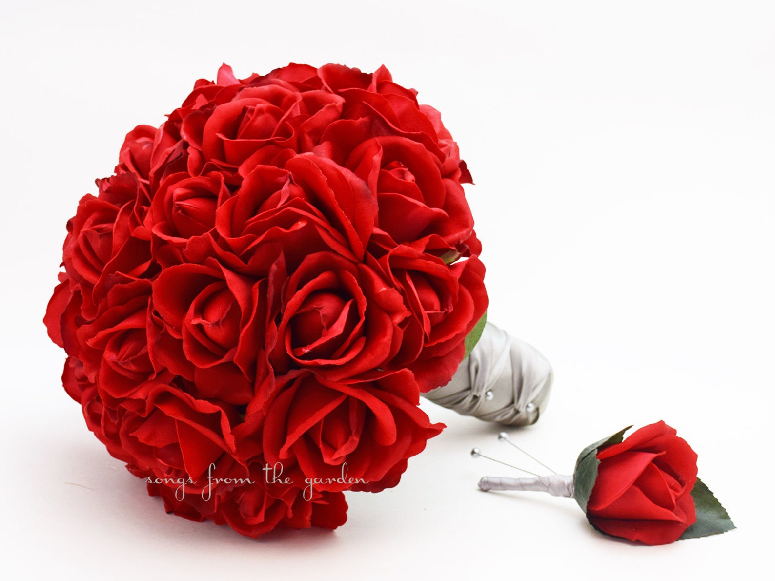Red Roses Bridal Prom Bouquet - Add Boutonniere Corsage & More! - Etsy