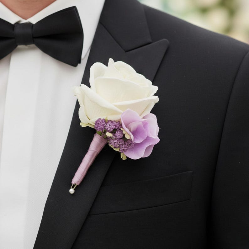 Ramo de novia artificial de color blanco lila lavanda para graduación o ...