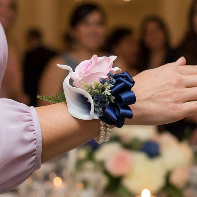 Pink Rose & Navy Calla Lily Corsage Boutonniere Set – Prom Wedding ...