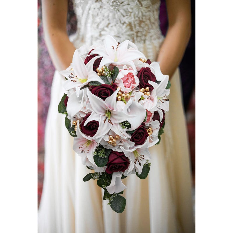 Burgundy Blush Wedding Bouquet - Etsy