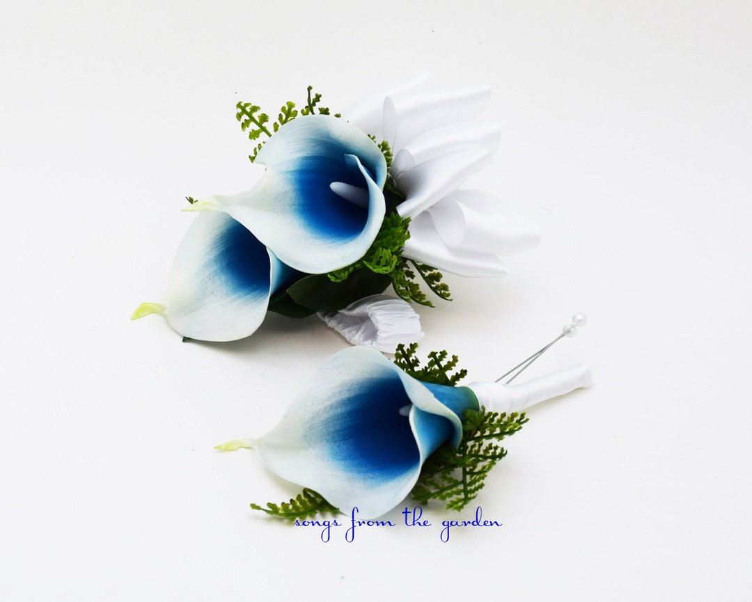 Royal Blue Calla Lily Boutonniere or Corsage - Prom Wedding Homecoming ...
