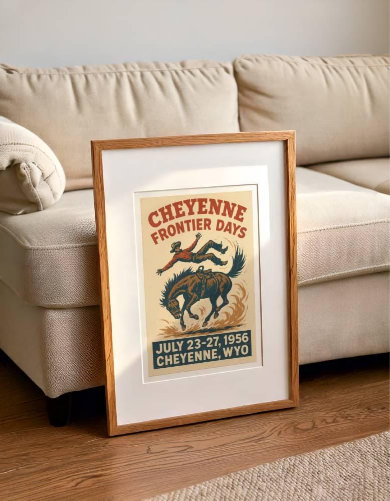 1956 Cheyenne Frontier Days Poster – Vintage Rodeo Wall Art, Wyoming ...