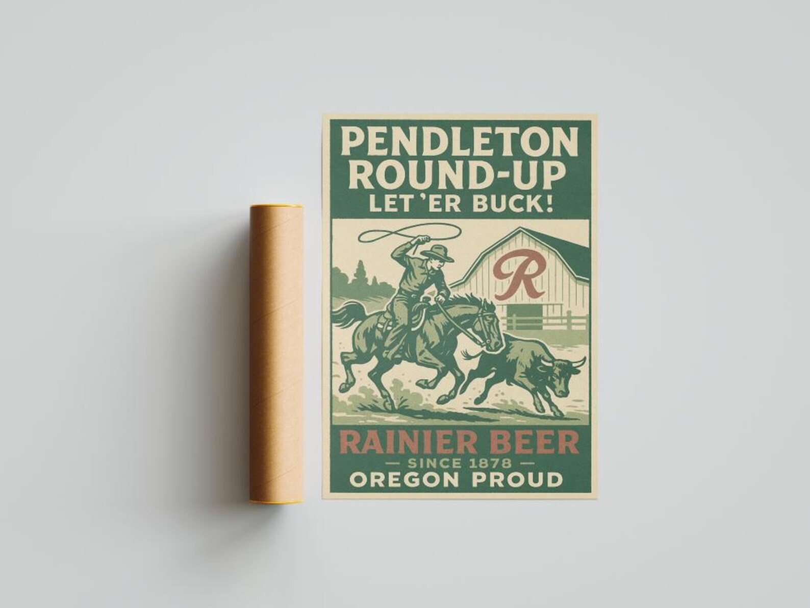 Pendleton Round-up Vintage Rodeo Poster, Rainier Beer Print, Oregon ...