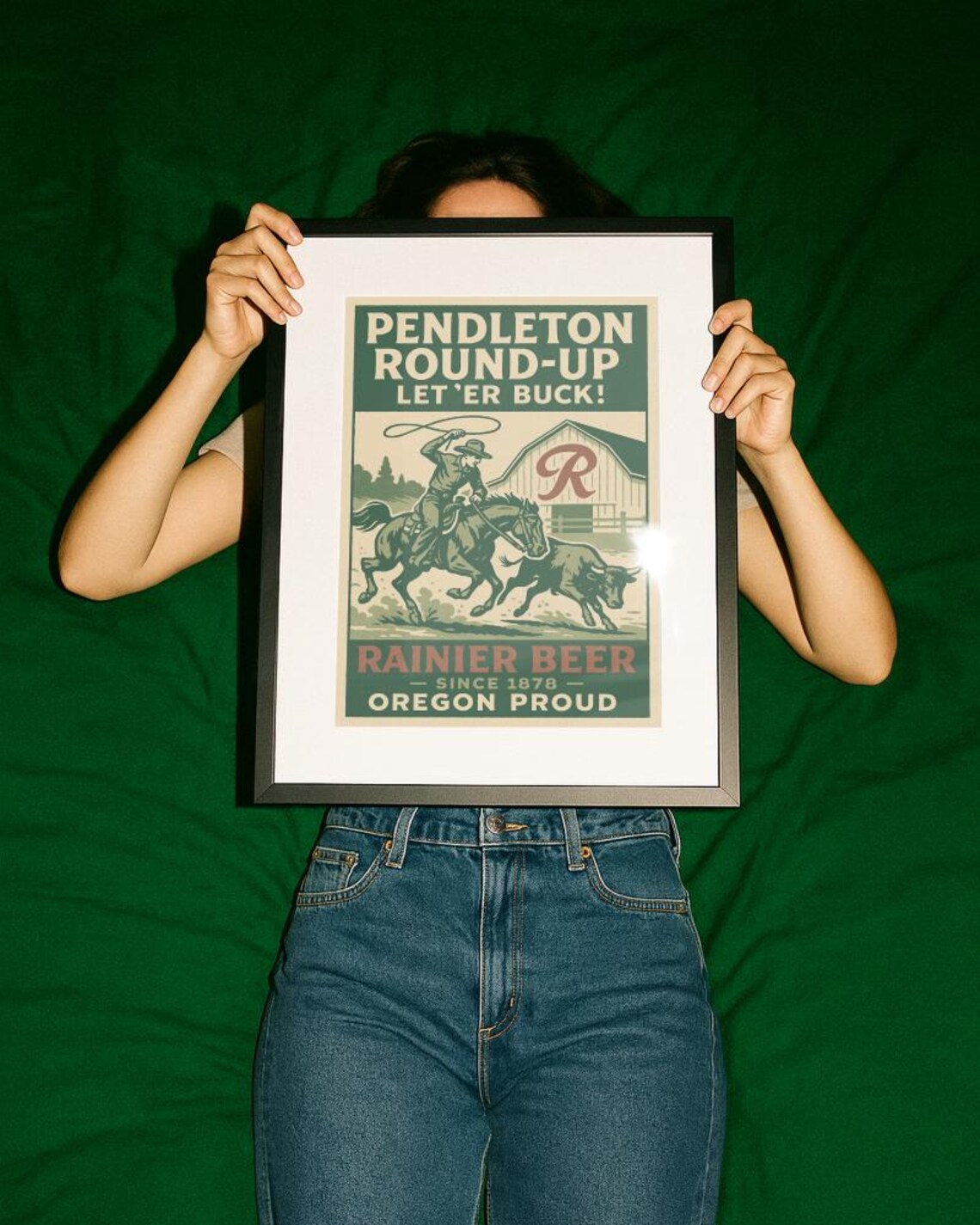 Pendleton Round-up Vintage Rodeo Poster, Rainier Beer Print, Oregon ...